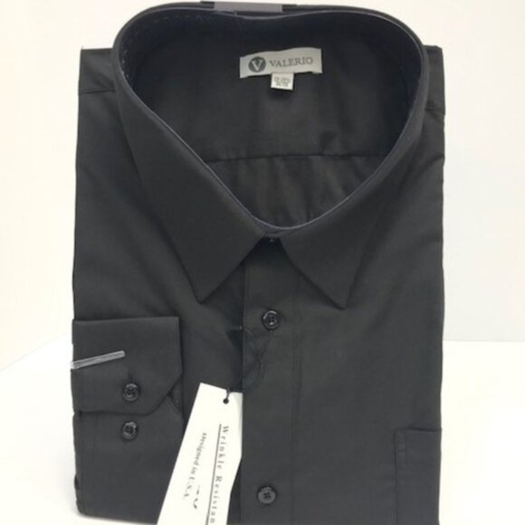 Valerio | Shirts | Valerio Mens Black Dress Shirt Modern Fit ...